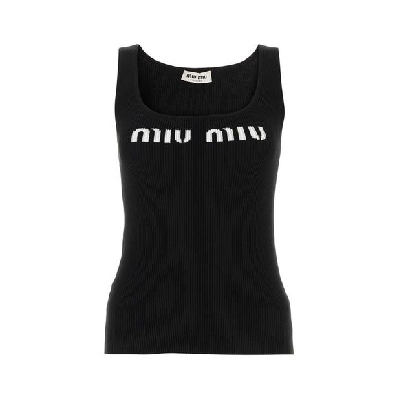 Miu Miu | Tops | Miu Miu Black Viscose Blend Tank Top | Poshmark